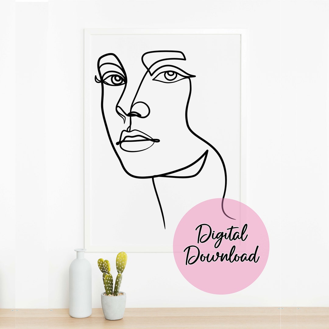 Woman Face Line Art Svg, Line Drawing, Wall Decor Svg, Female Figure ...