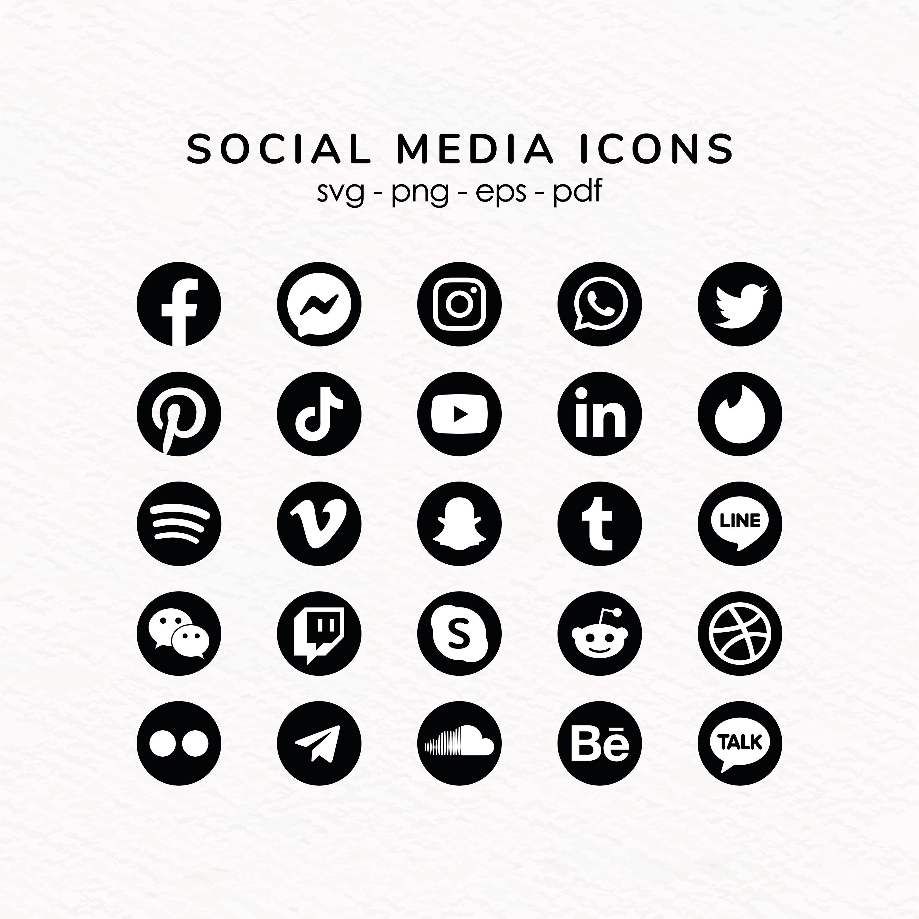 Social Media Icons SVG Bundle, Icons Svg, Social Media Svg, Icons Svg, Instagram Png,facebook ...
