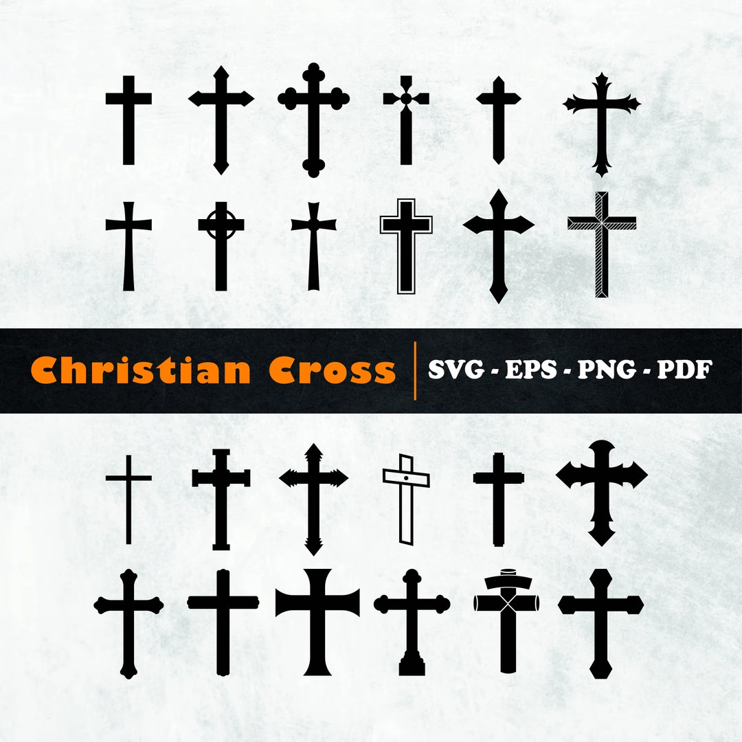Silhouette Christian Cross Vector Set, Ornamental Cross Symbol Svg ...
