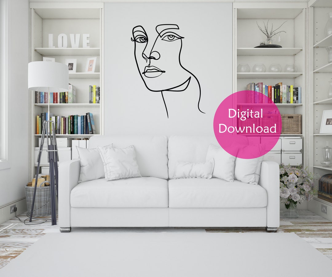 Printable Line Art, Woman Face Line Art, Line Drawing,minimalist Wall ...