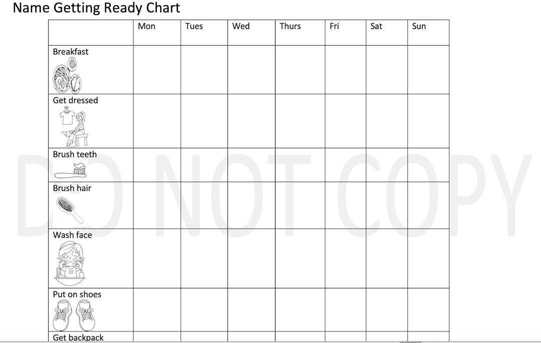 Morning Getting Ready Chart - Etsy