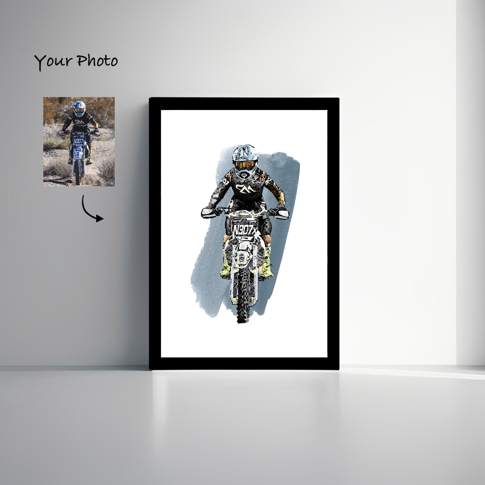 Custom Motorcycle / Dirt Bike Digital Sketch From Your Photo - Etsy