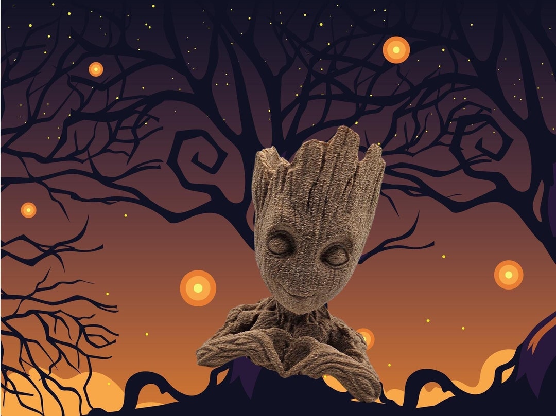 3D Printed Groot Tree Creature Figure Detailed Groot Desk Statue ...