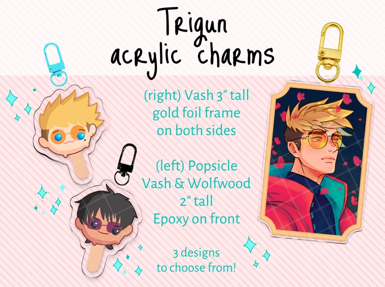 Trigun Vash and Wolfwood Acrylic Charms - Etsy