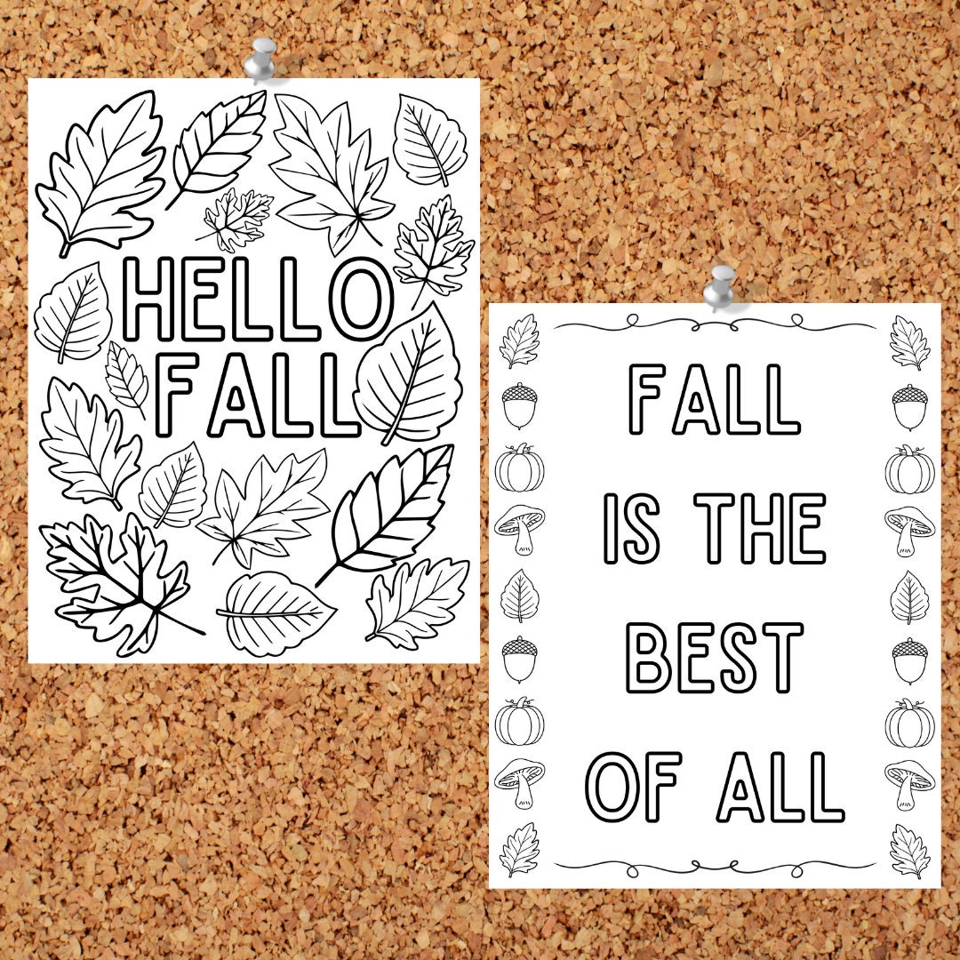 Fall Coloring Pages Pack, Five Pack of Coloring Sheets, Fall Coloring ...