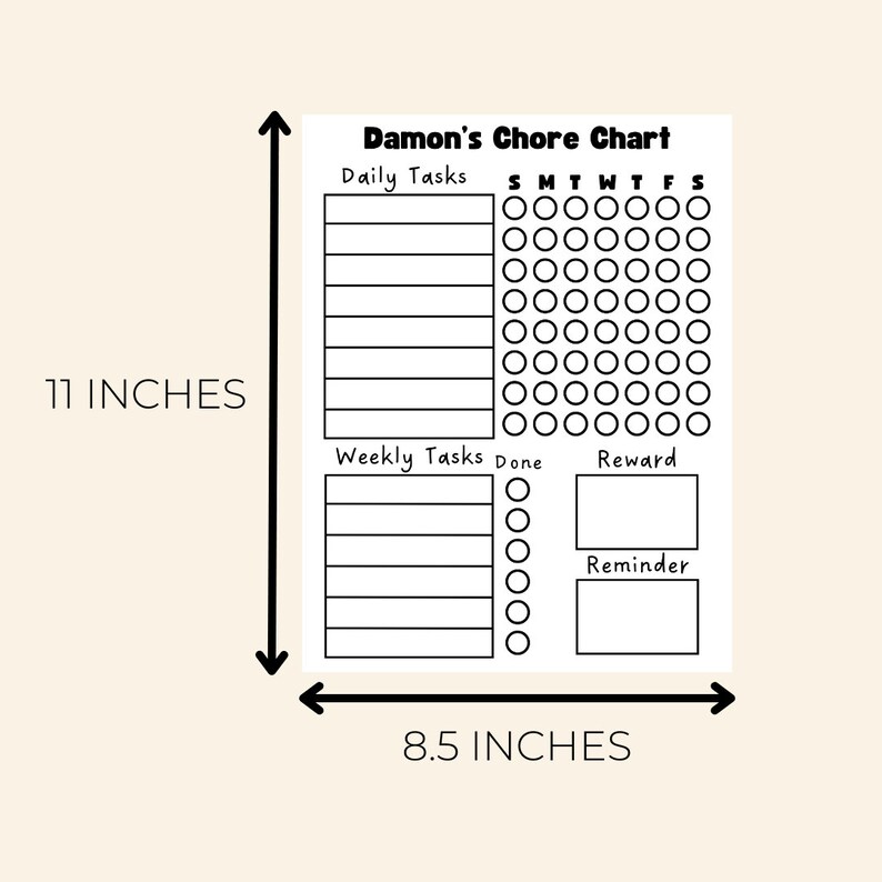 Chore Chart Printable, Editable Chore Chart, Daily Routine Checklist ...