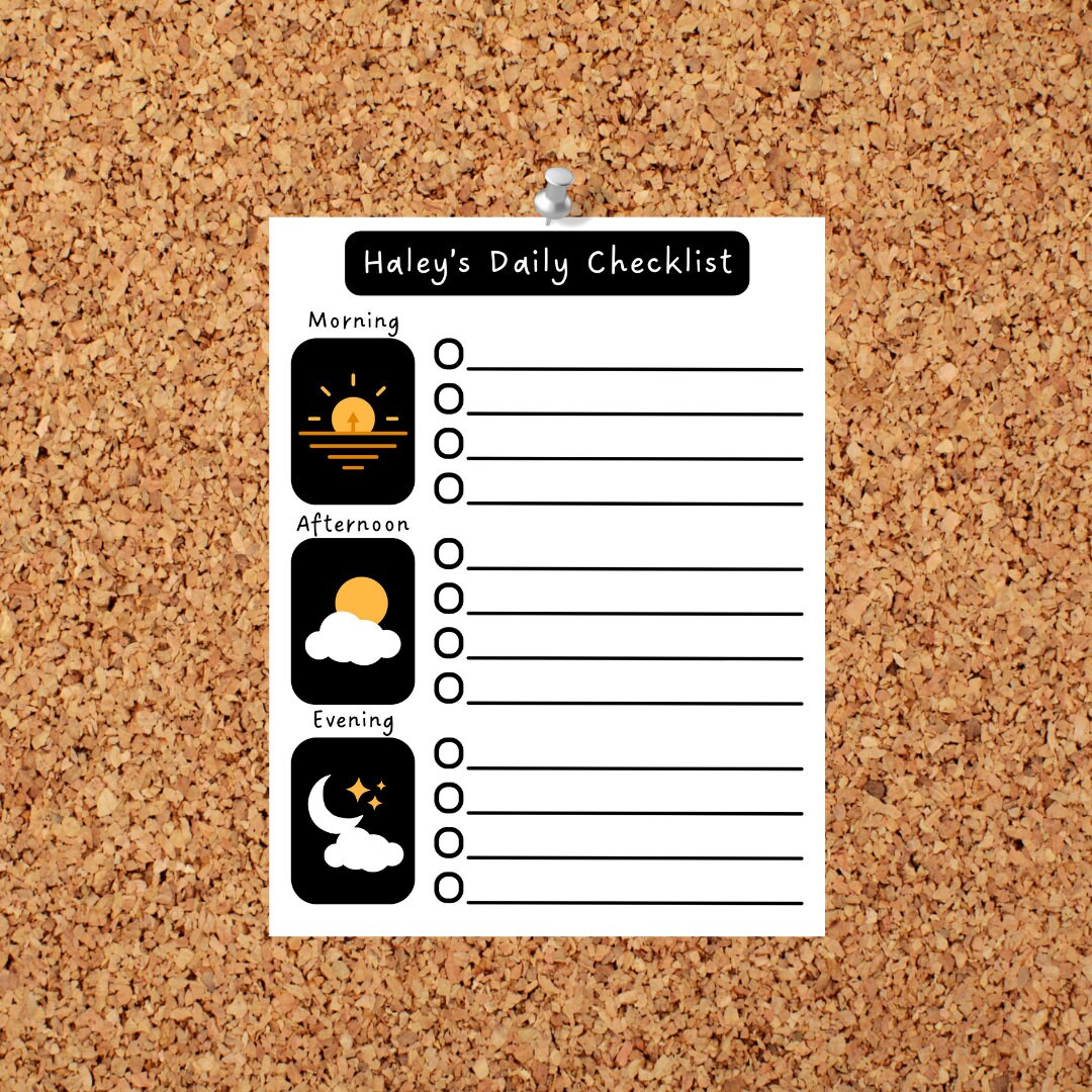 Kids Minimalist Daily Checklist Printable, Editable Chore Chart, Daily ...