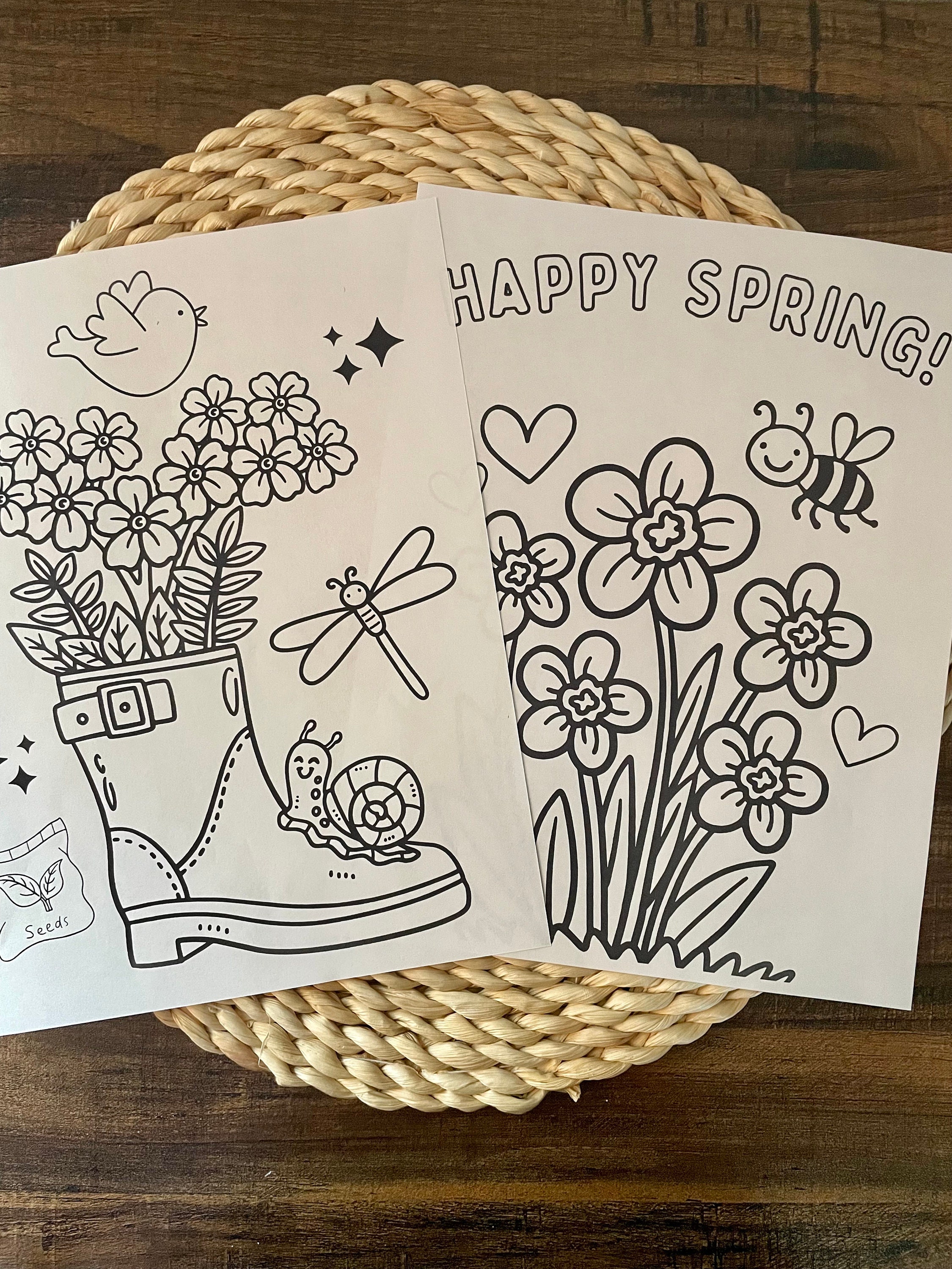 Spring Coloring Pages Pack, Five Pack of Spring Coloring Sheets, Spring ...