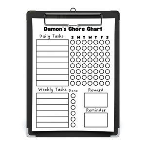 Chore Chart Printable, Editable Chore Chart, Daily Routine Checklist ...