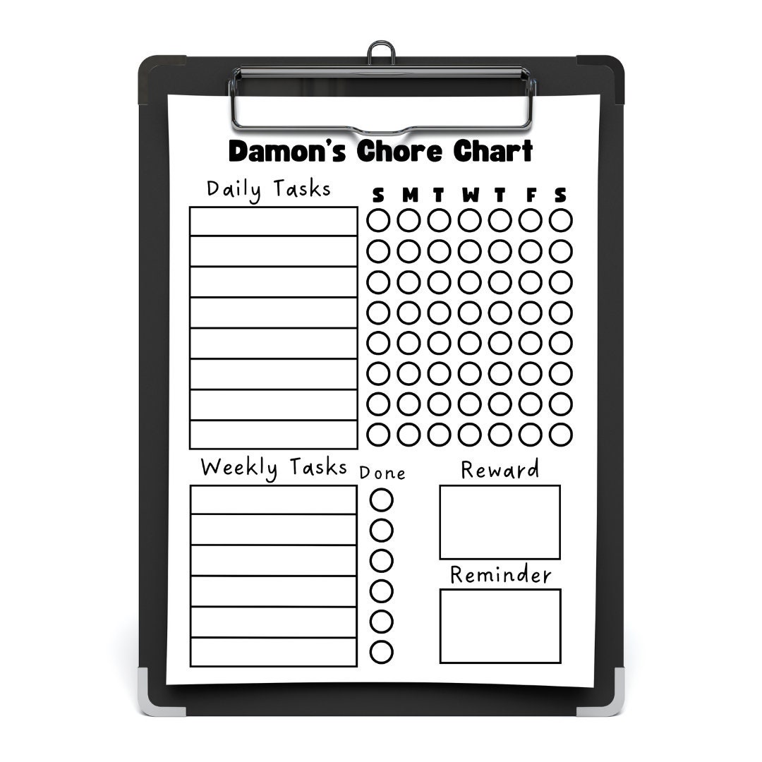 Chore Chart Printable, Editable Chore Chart, Daily Routine Checklist ...