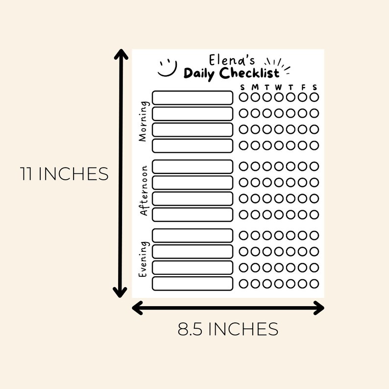 Daily Checklist Printable, Editable Kids Chore Chart, Daily Routine ...