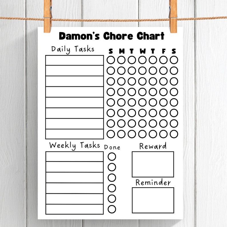 Chore Chart Printable, Editable Chore Chart, Daily Routine Checklist ...