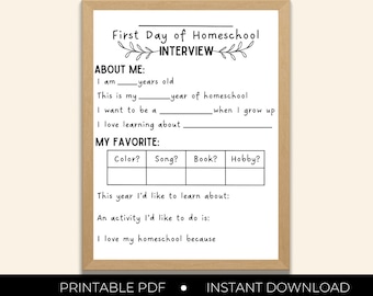 First Day of Homeschool INTERVIEW Printable - Etsy