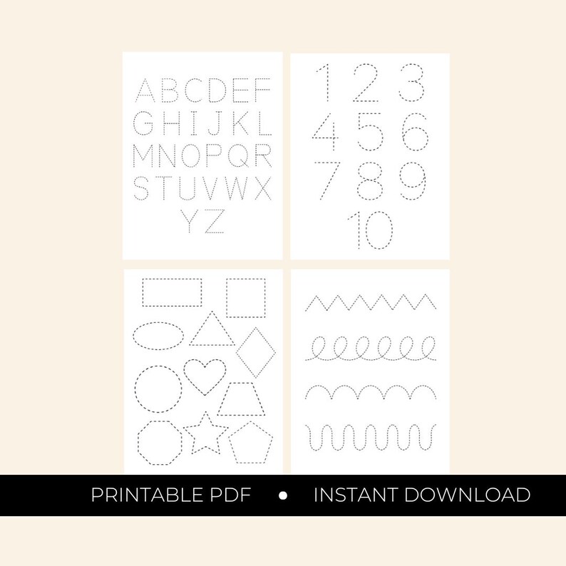 Preschool Tracing Worksheets, Alphabet, Numbers, and Shapes (PDF) - Etsy