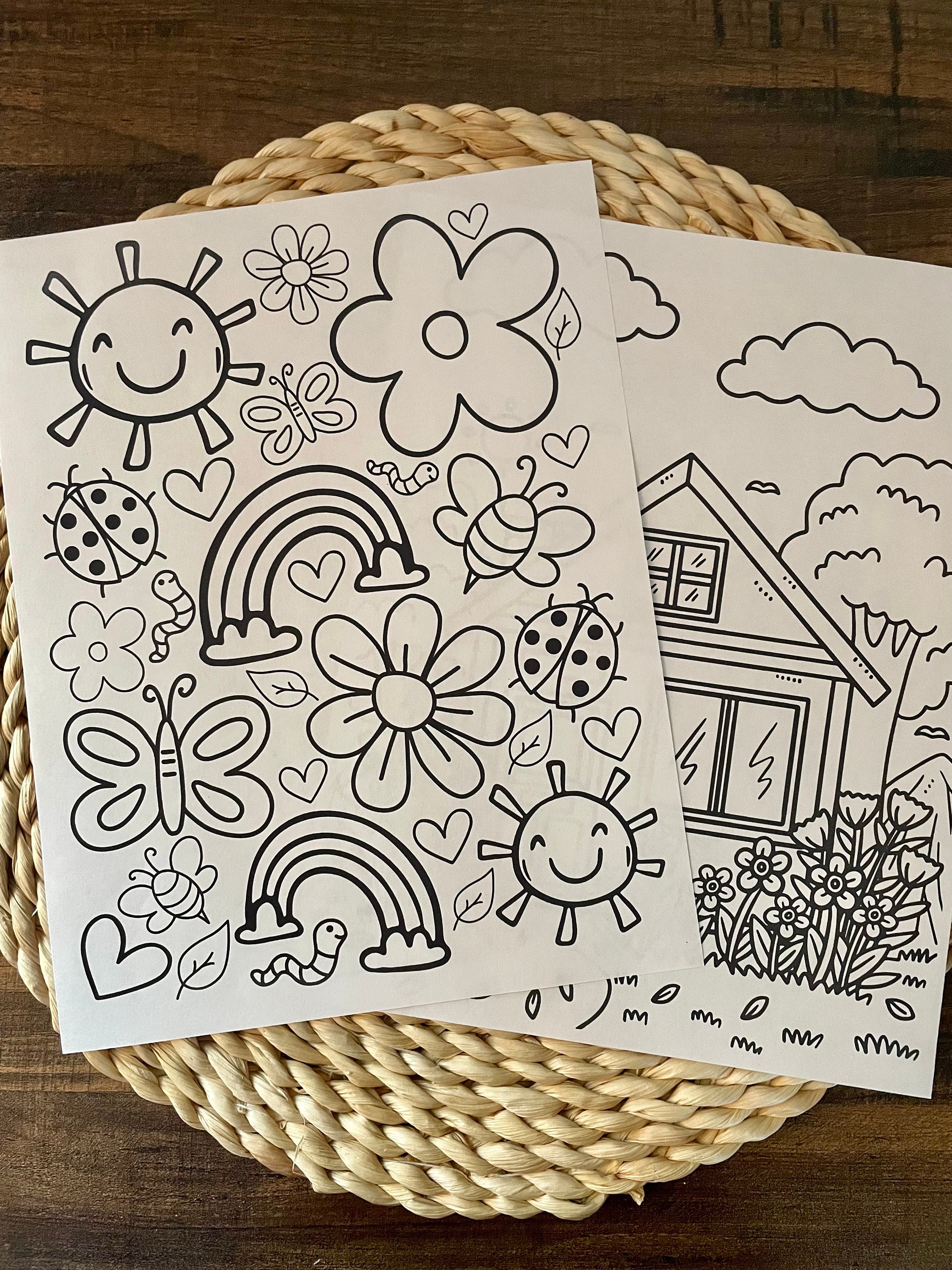 Spring Coloring Pages Pack, Five Pack of Spring Coloring Sheets, Spring ...