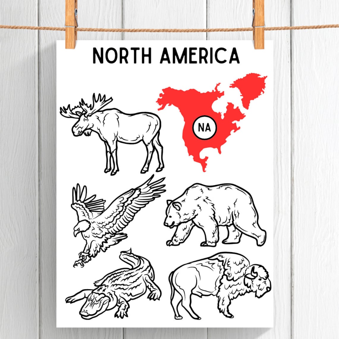 Animals of the Continents Coloring, Continents Study, Animal Coloring ...