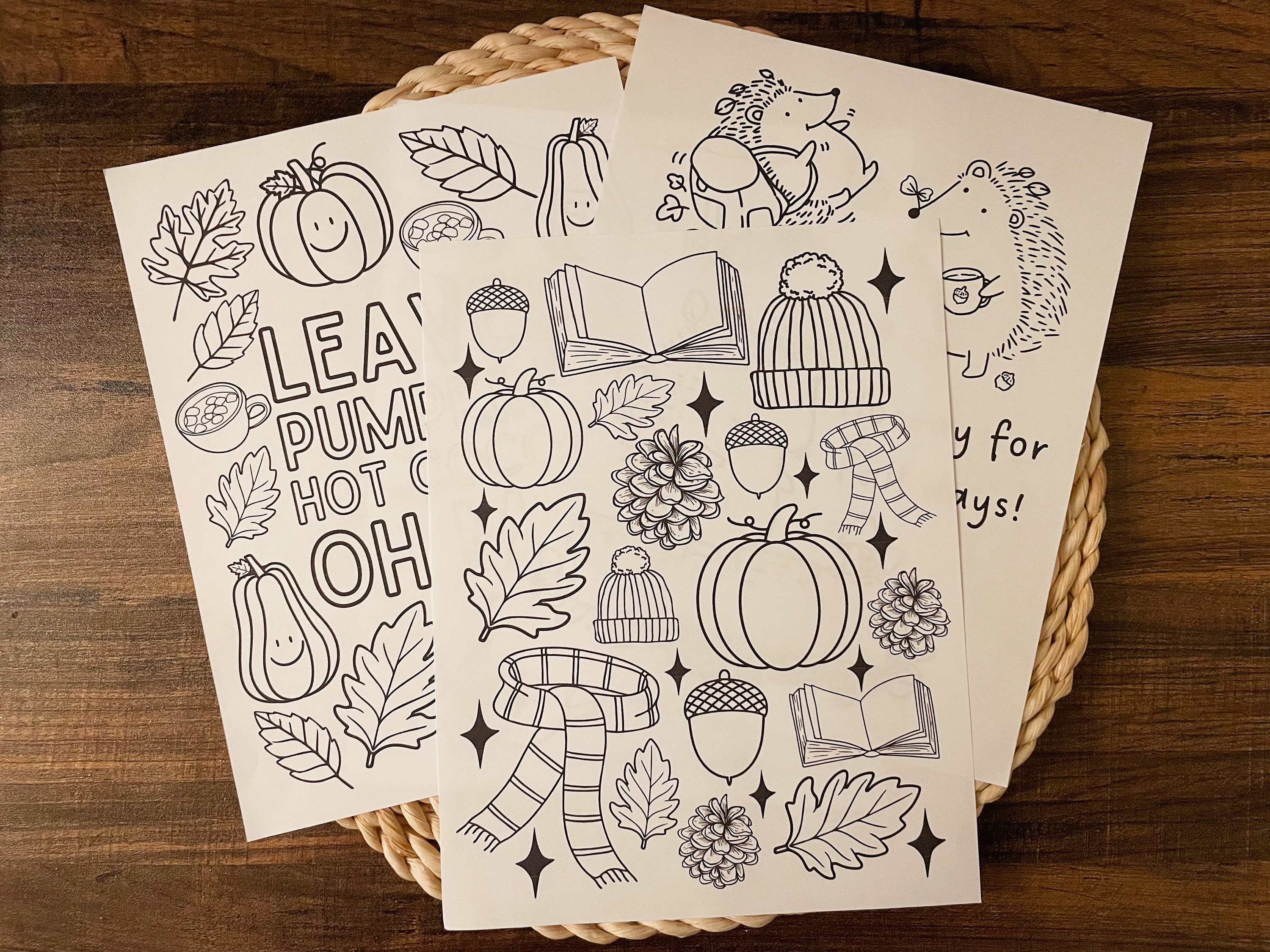 Fall Coloring Pages Pack, Five Pack of Coloring Sheets, Fall Coloring ...