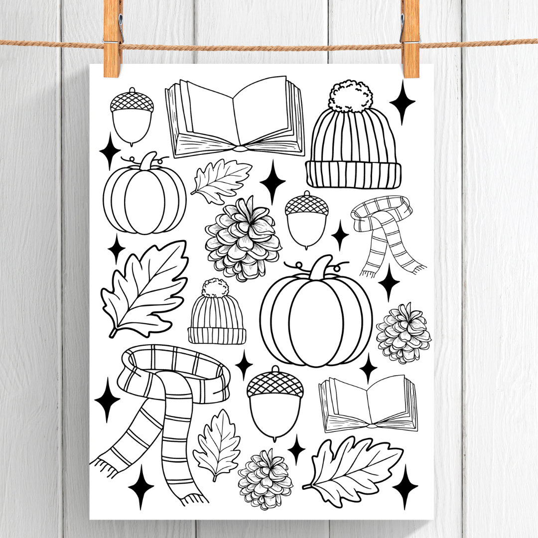 Fall Coloring Pages Pack, Five Pack of Coloring Sheets, Fall Coloring ...