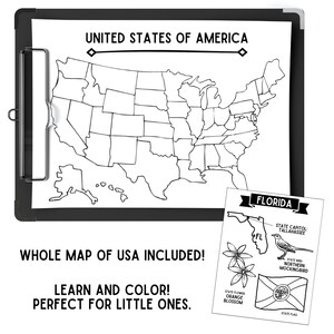 50 States Study and Coloring Bundle, USA State Unit Study, Homeschool ...