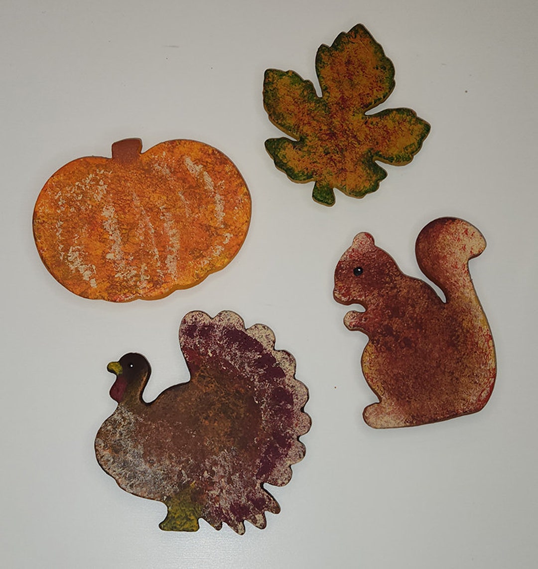 Set of 4 Autumn Magnets Pumkin Magnet, Turkey Magnet, Leaf Magnet ...