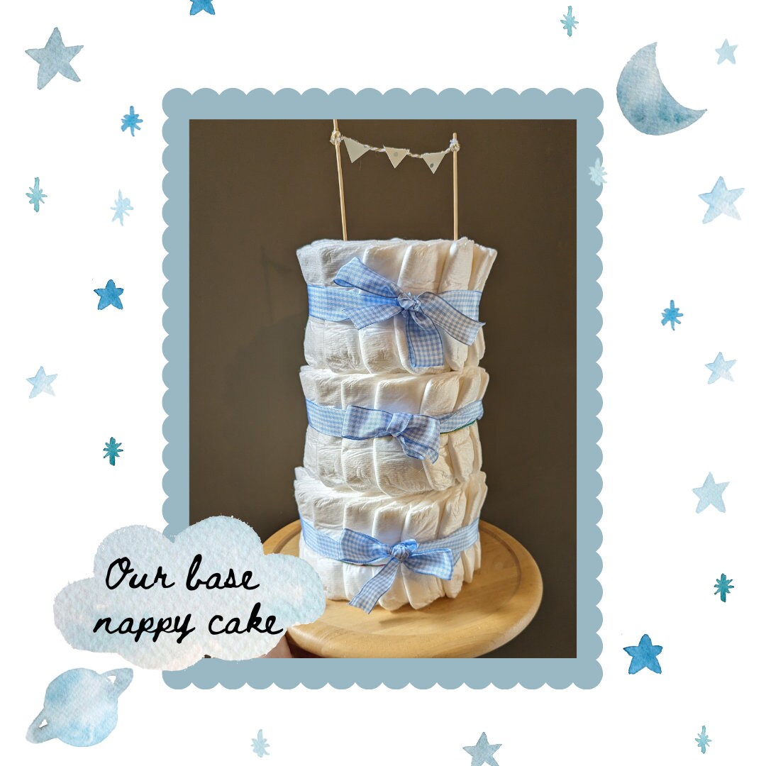 3 Tier Nappy Cake, Unique Baby Shower Gift Idea, New Mum, Pink, Blue ...