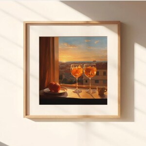 Aperol Spritzes in Window | Vintage Soft Tone Oil Painting Wall Art ...