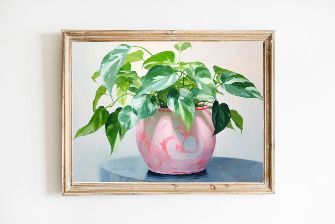 Pathos Potted Plant in Shiny Pink Pot Downloadable Print Girly Pink ...