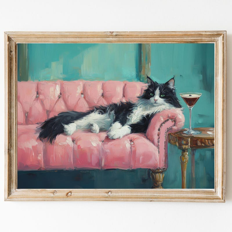Espresso Martini Cat Art - Etsy