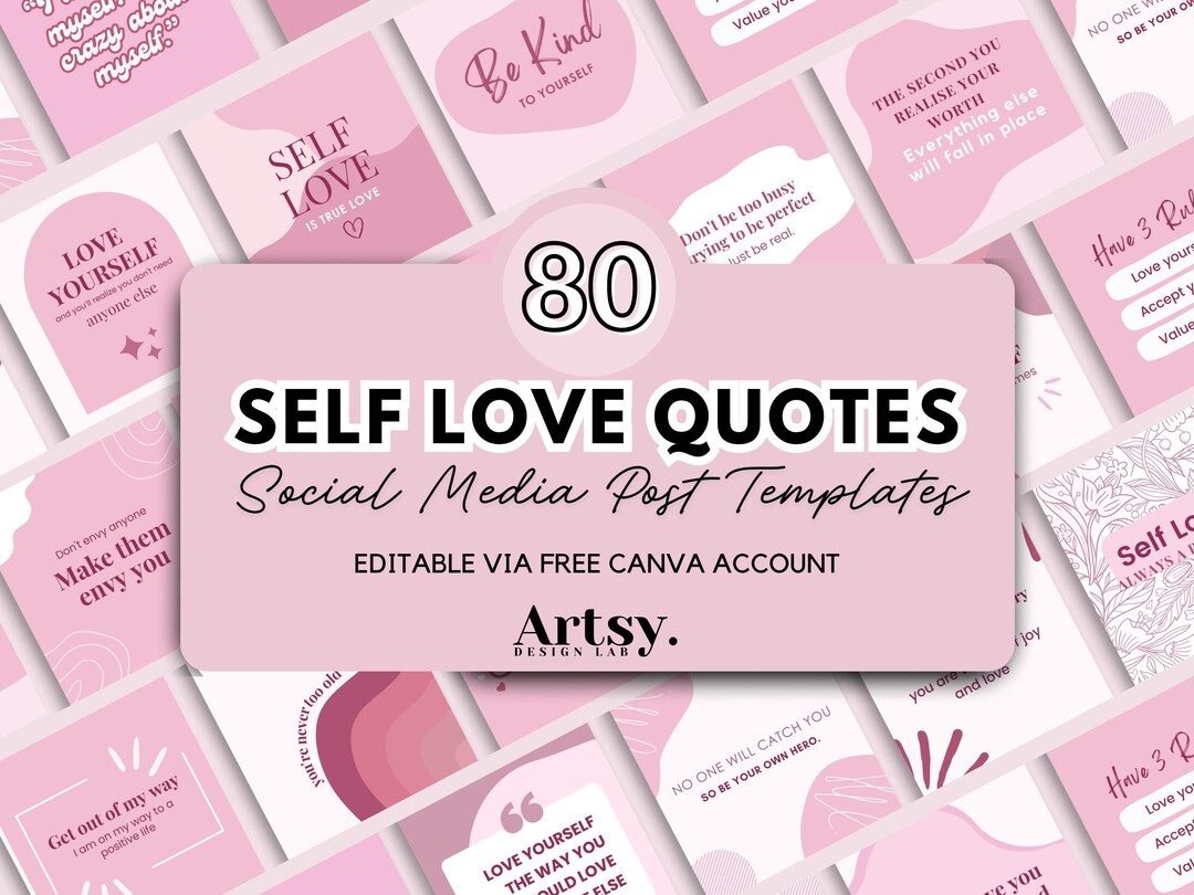 Self-love Quotes Instagram/facebook Templates: Pink Social Media Posts ...