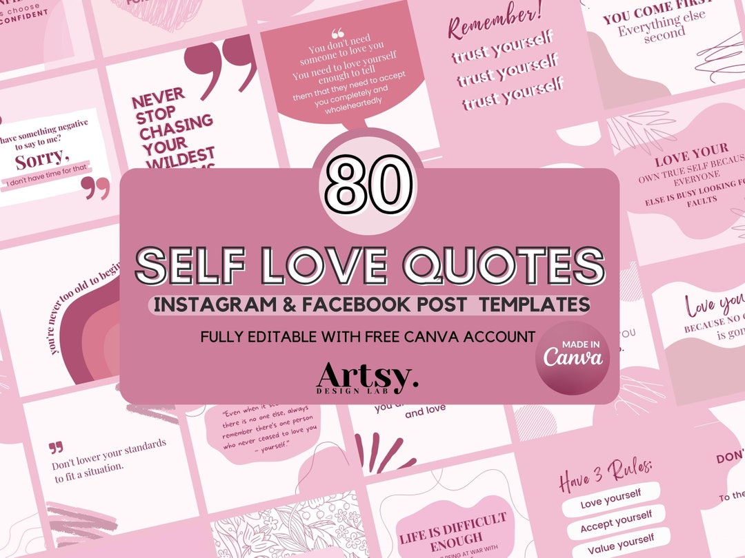 Self Love Quotes Instagram Post I Facebook Social Media Templates I DFY ...