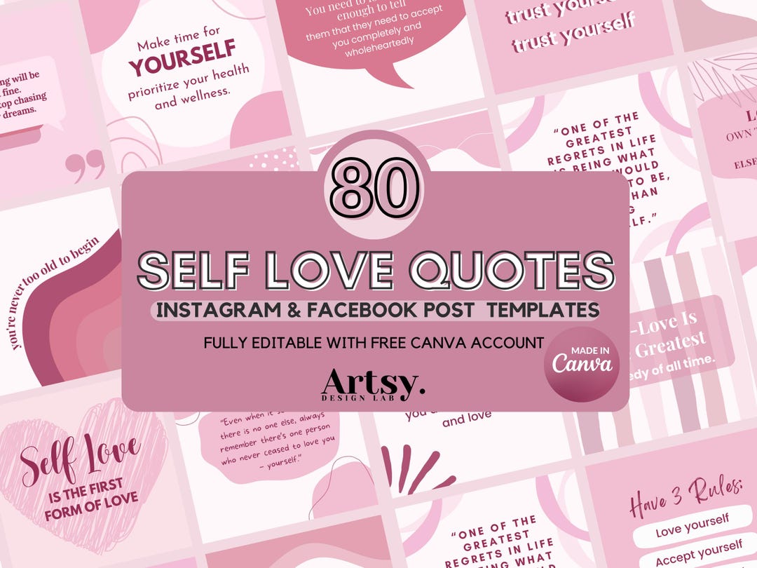 Self Love Quotes Instagram Post I Facebook Social Media Feed Templates ...