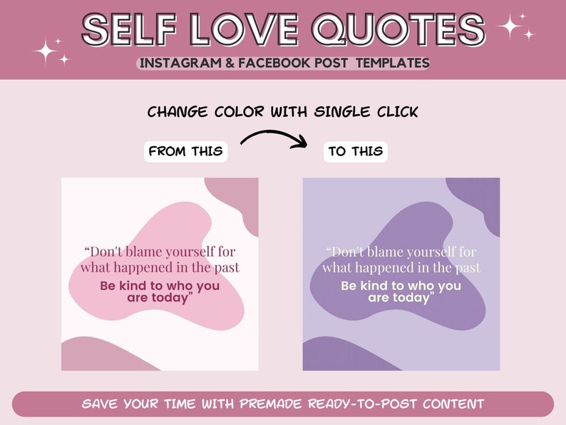 Self Love Quotes Instagram Post I Facebook Social Media Templates I DFY ...