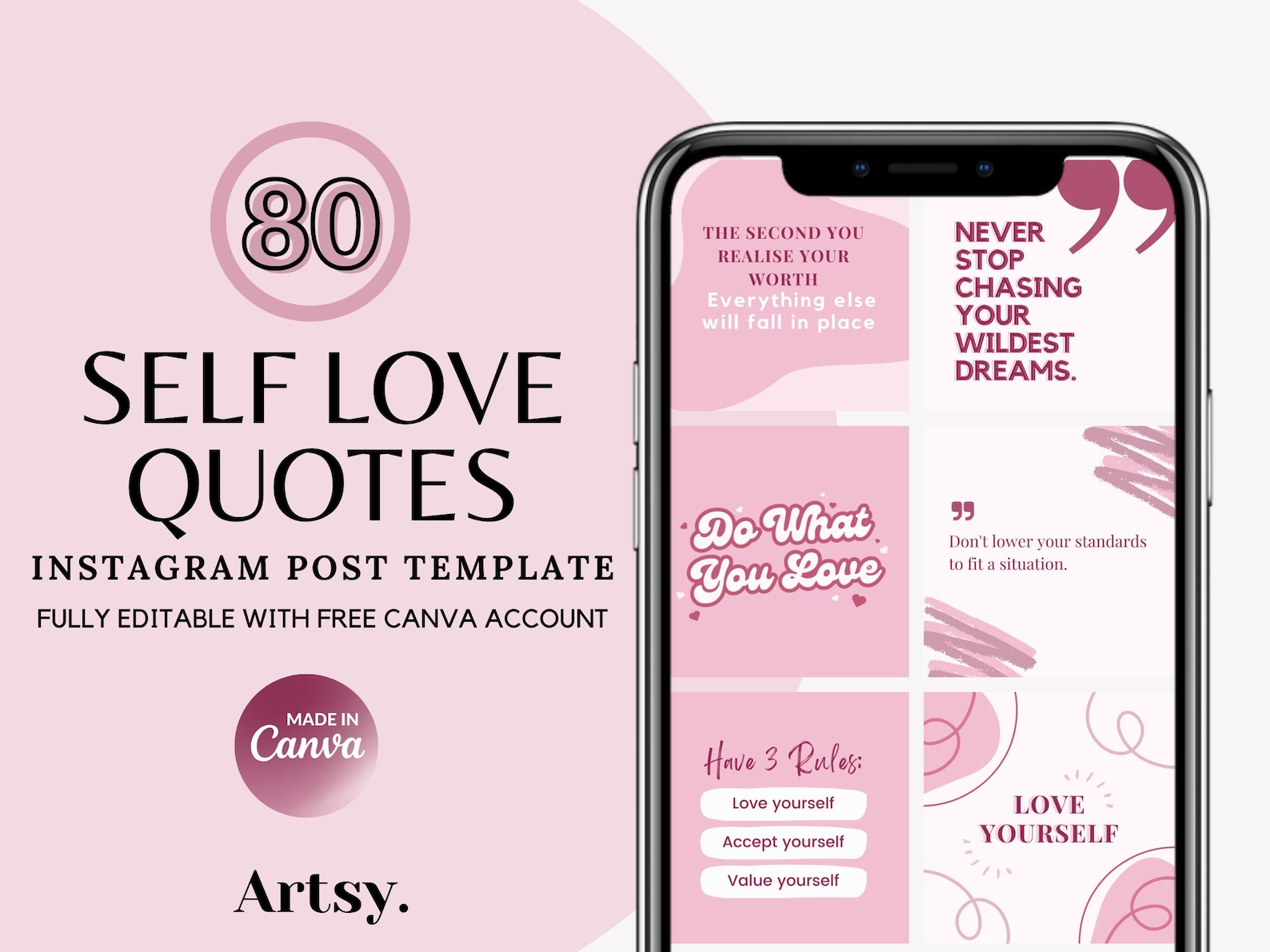 Self Love Quotes Instagram Post I Facebook Social Media Feed Templates ...