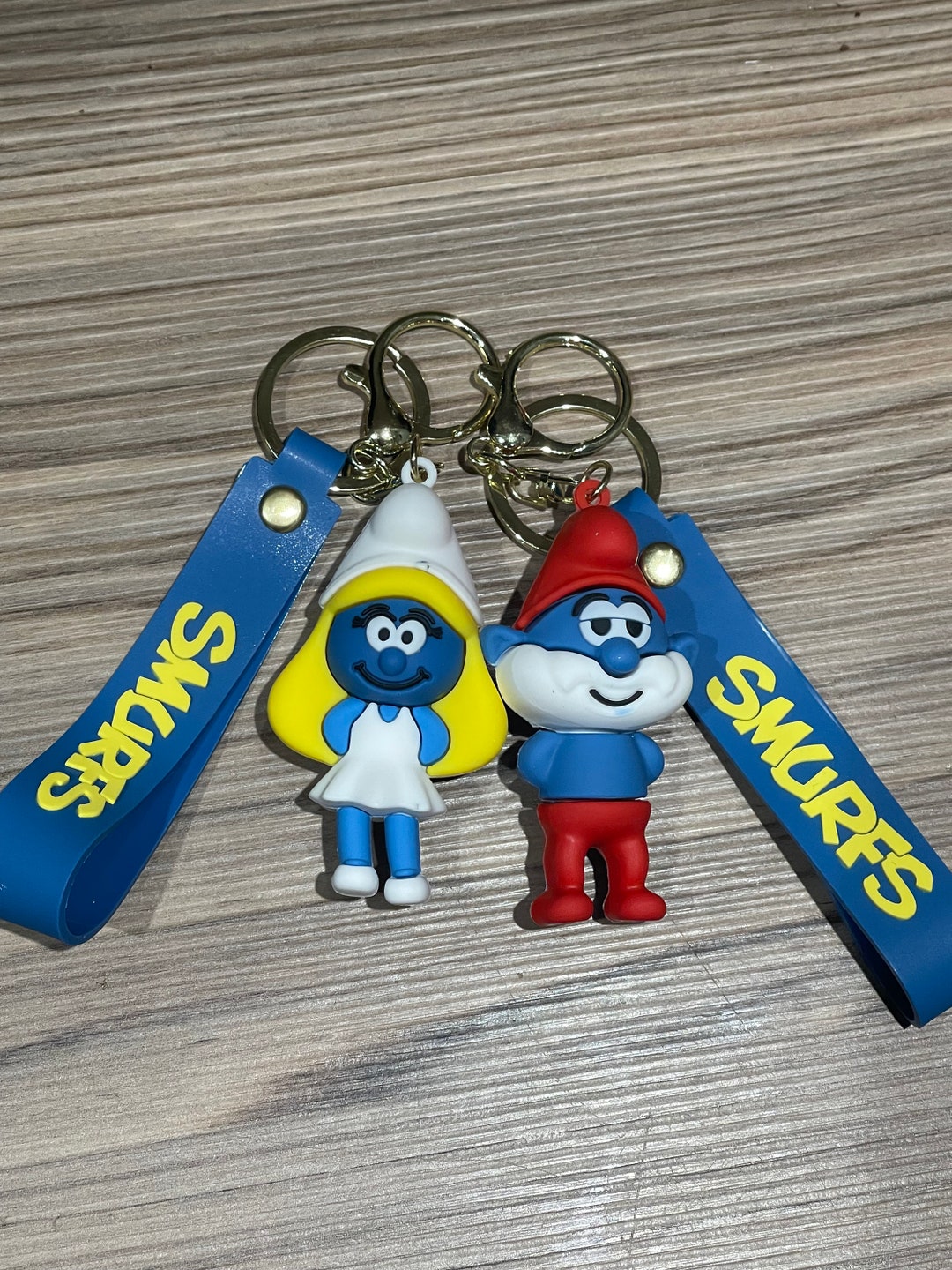3D the Smurfs Papa Smurf Smurfette Keychain Keyring Pendant BRAND NEW ...