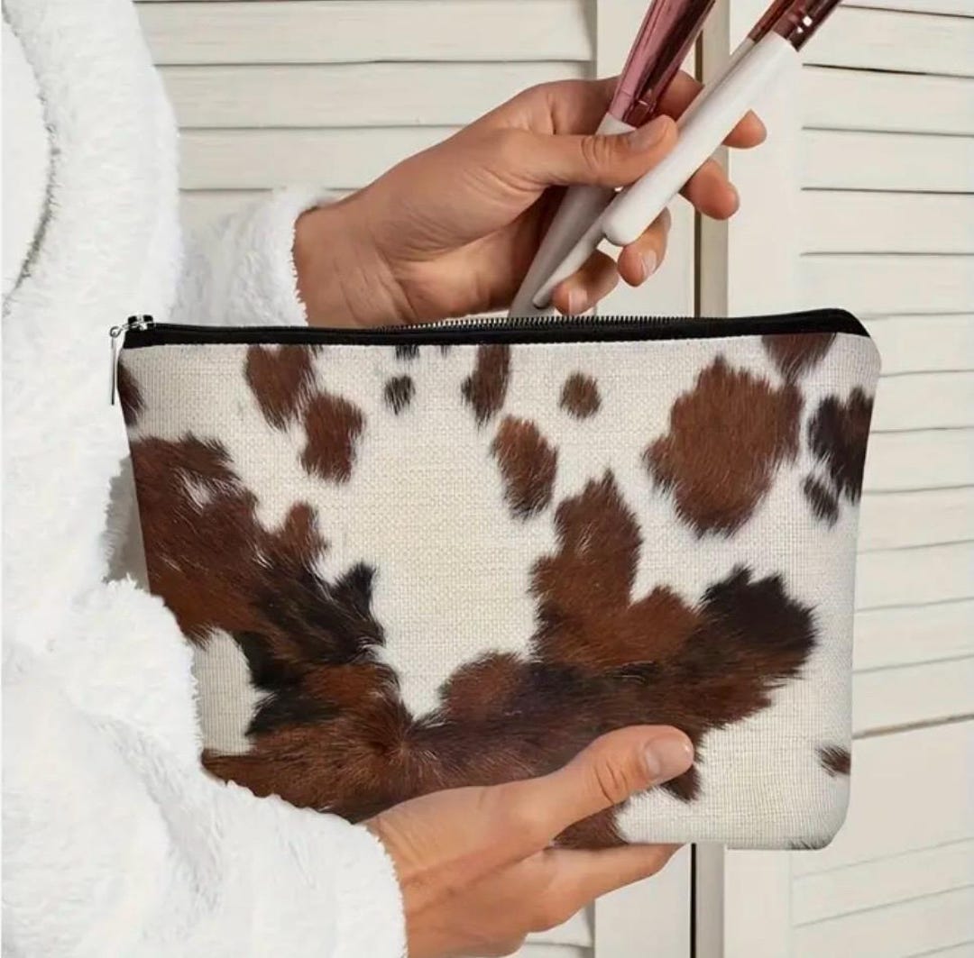 Cow Print Makeup Bag - Etsy