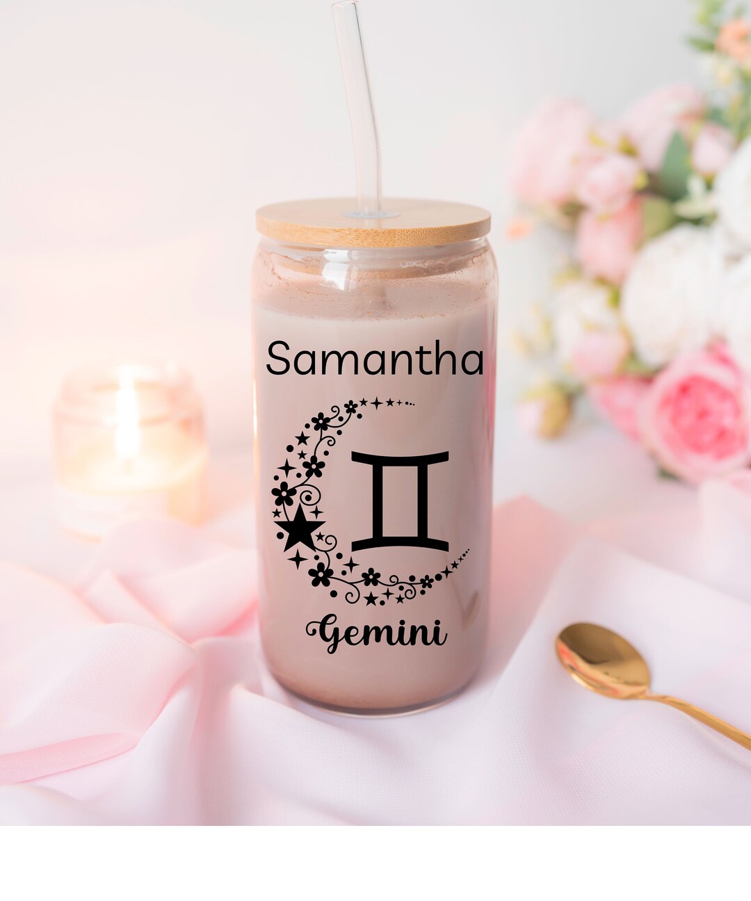 Personalized Zodiac Sign Glass Cup Custom Celestial Glass Cup Christmas ...