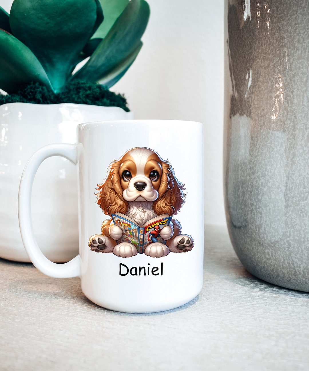 Cocker Spaniel Mug Personalized Mug Comic Book Collector Mug for ...