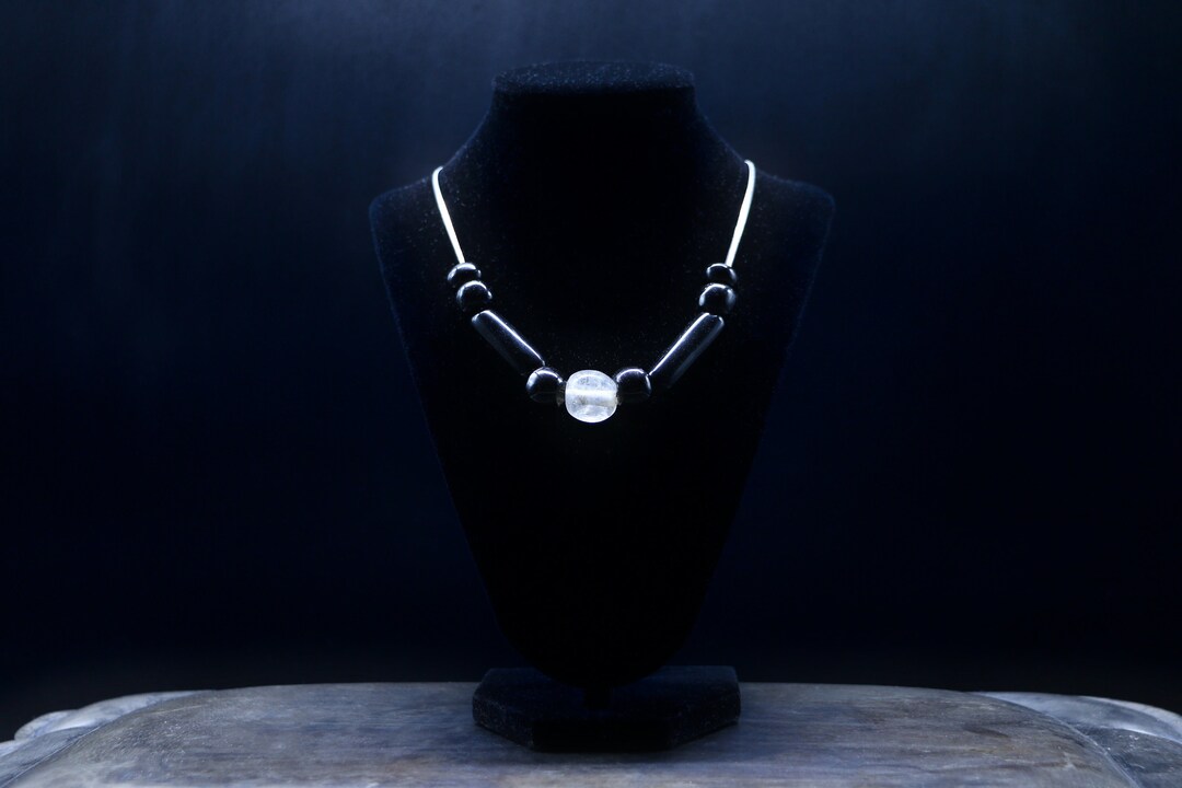 Aztec Rock Crystal Quartz and Obsidian Necklace Inspired in Pre ...