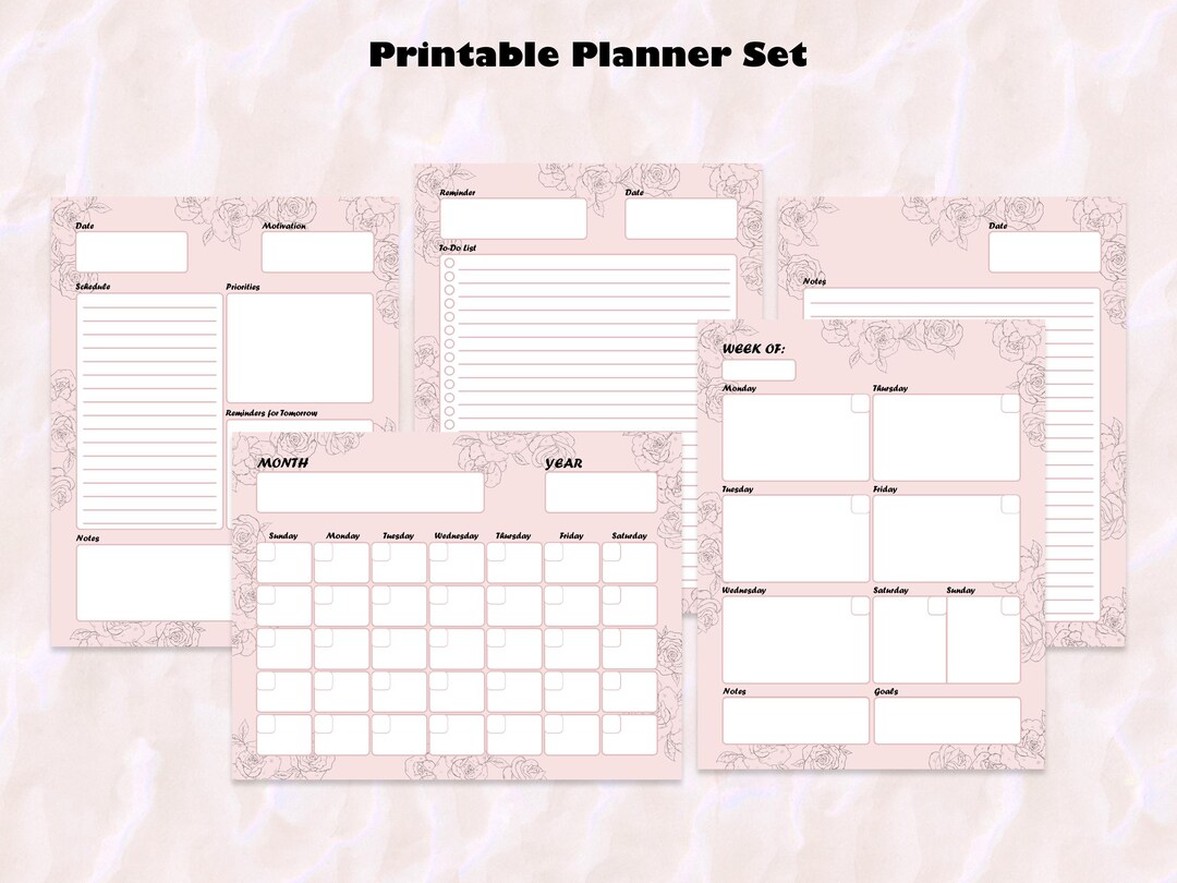 Printable Digital Planner-rose - Etsy