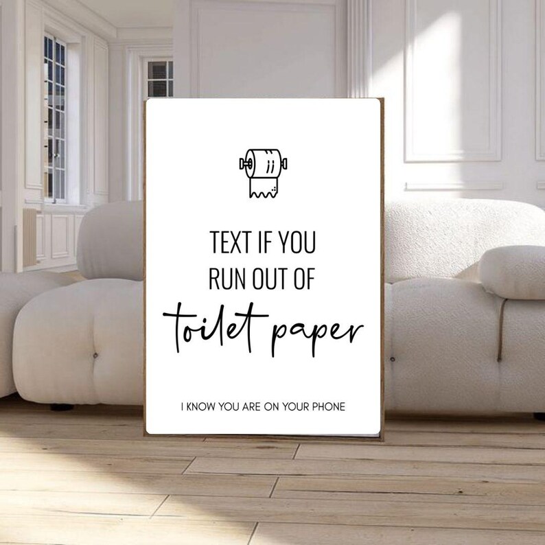 Funny Bathroom Sign — Toilet Paper Text Printable, Digital Download PNG ...