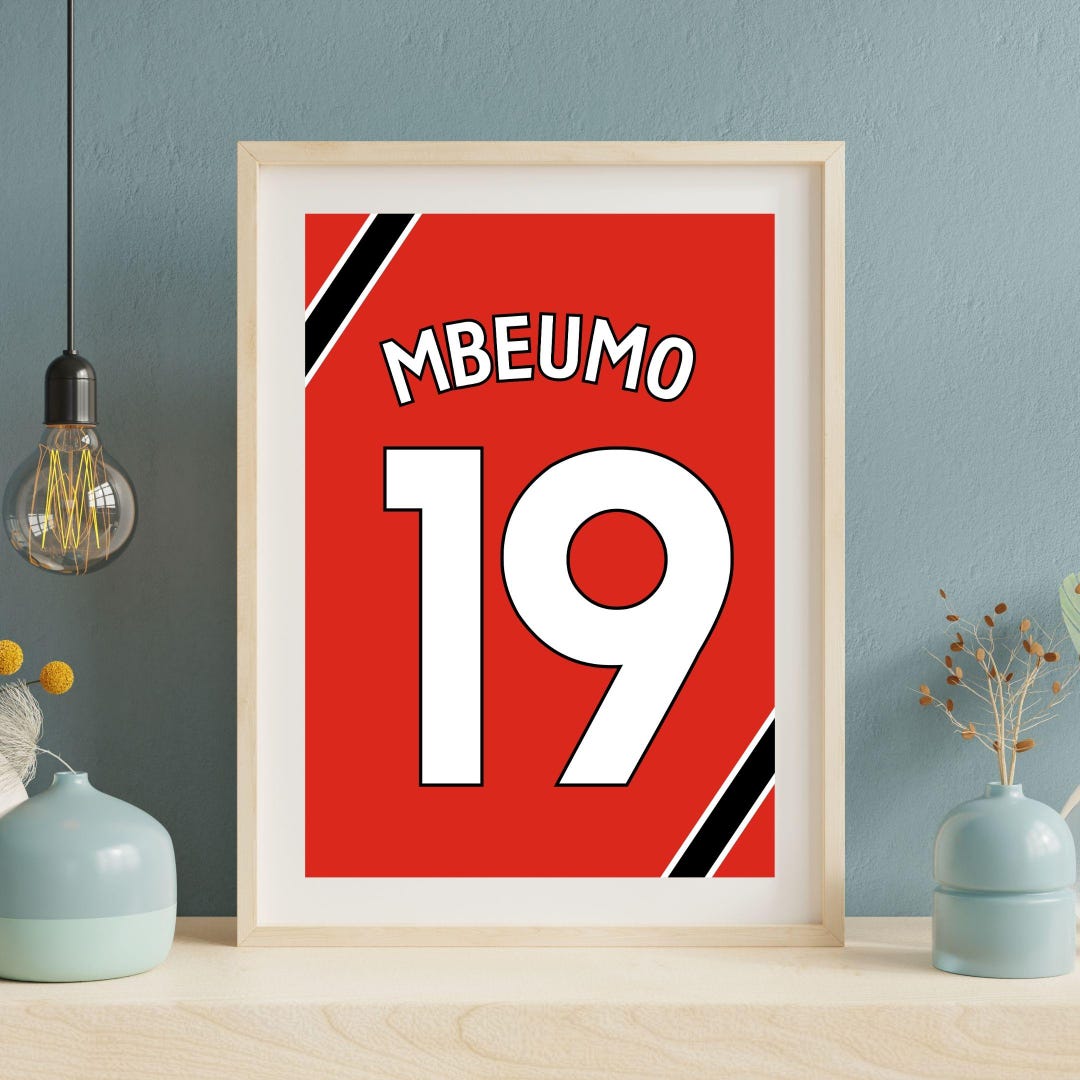 Bryan Mbeumo Manchester United Poster | Number 19 Home Shirt (PNG ...