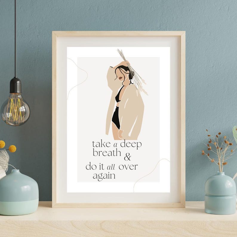 Take a Deep Breath | Minimalist Design | Motivational Poster | Digital ...