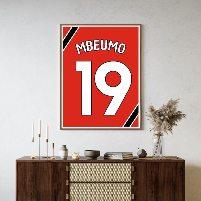 Bryan Mbeumo Manchester United Poster | Number 19 Home Shirt (PNG ...