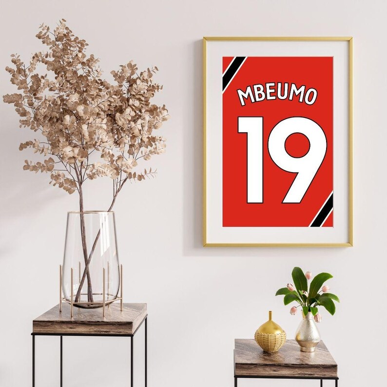Bryan Mbeumo Manchester United Poster | Number 19 Home Shirt (PNG ...