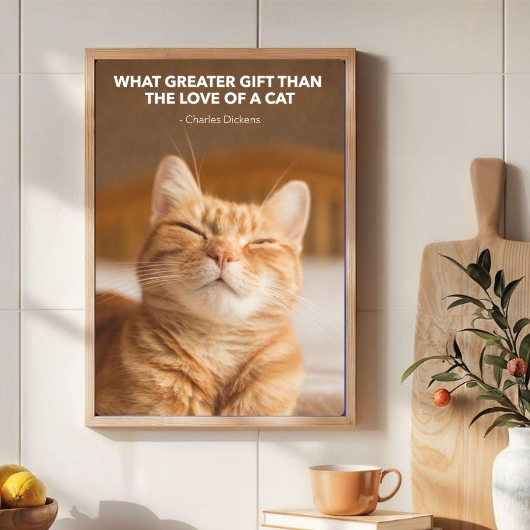 Charles Dickens Quote | Ginger and White Cat | Animal Poster | Digital ...