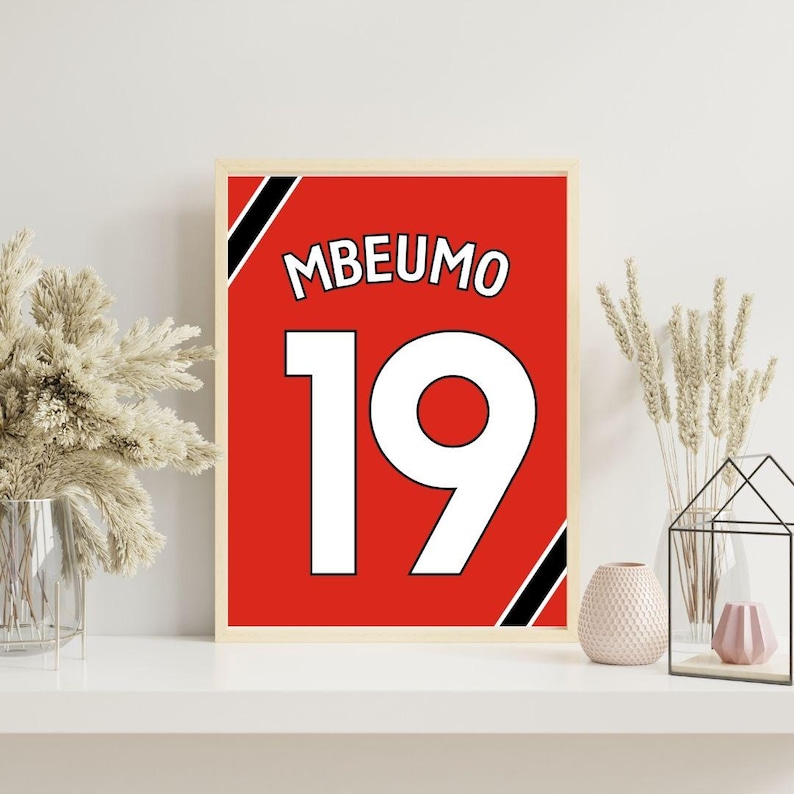 Bryan Mbeumo Manchester United Poster | Number 19 Home Shirt (PNG ...