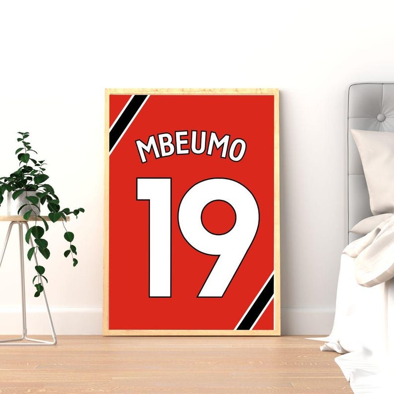 Bryan Mbeumo Manchester United Poster | Number 19 Home Shirt (PNG ...