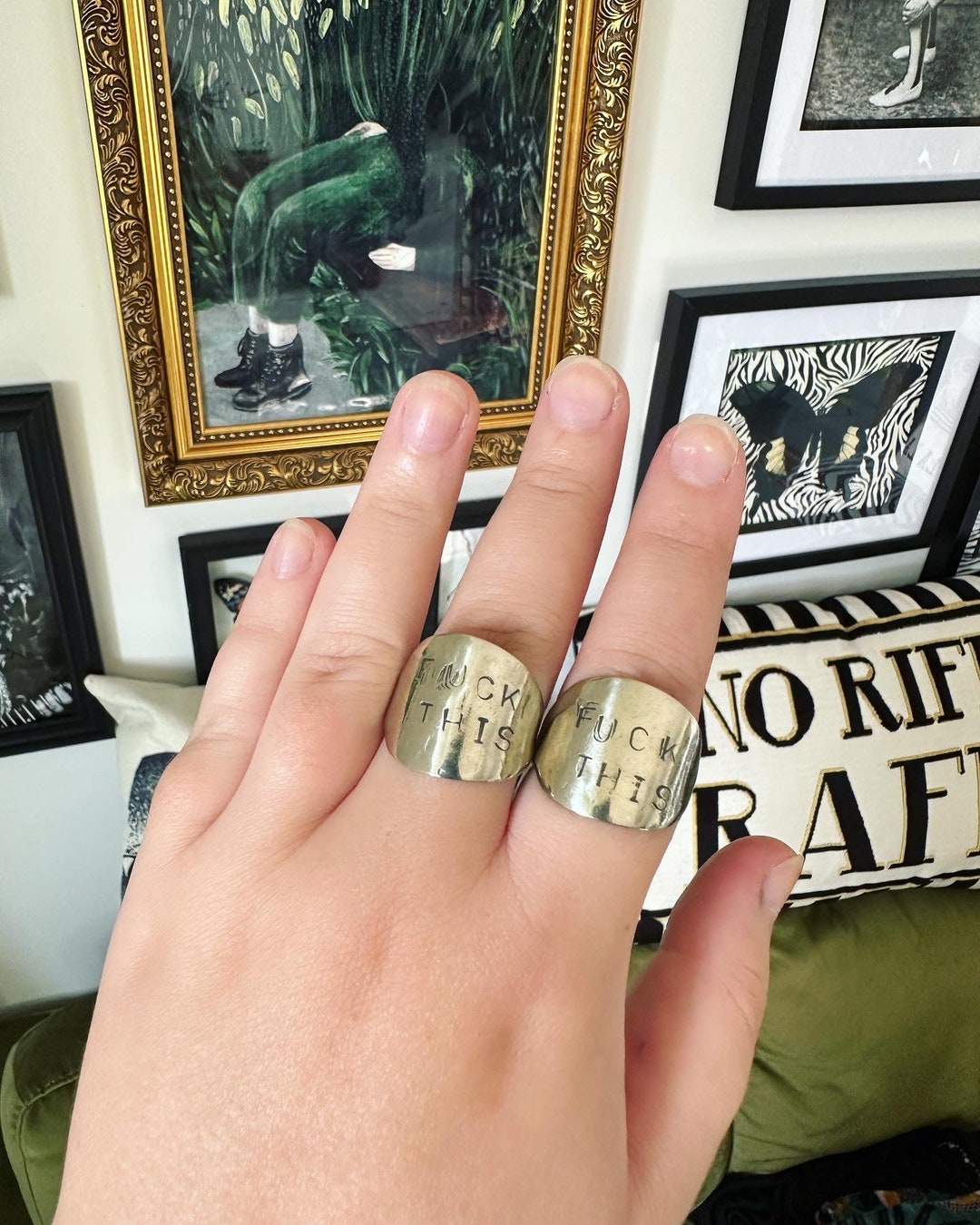 Silver Plated Cheeky Stamped Lettering fck This Sugar Tong Ring - Etsy