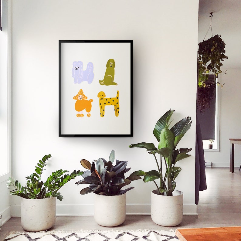 Pop Dogs 01 | Retro Colorful Mid Century Pastel Cute Dog Illustration ...