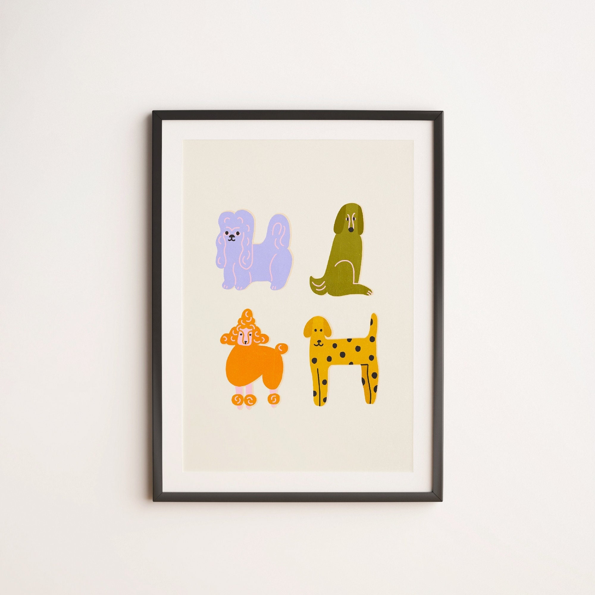 Pop Dogs 01 | Retro Colorful Mid Century Pastel Cute Dog Illustration ...